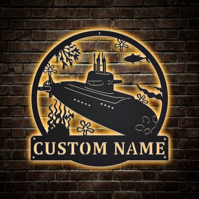 Submarine Metal Sign LED Lights Custom Submarine Metal Sign - Etsy