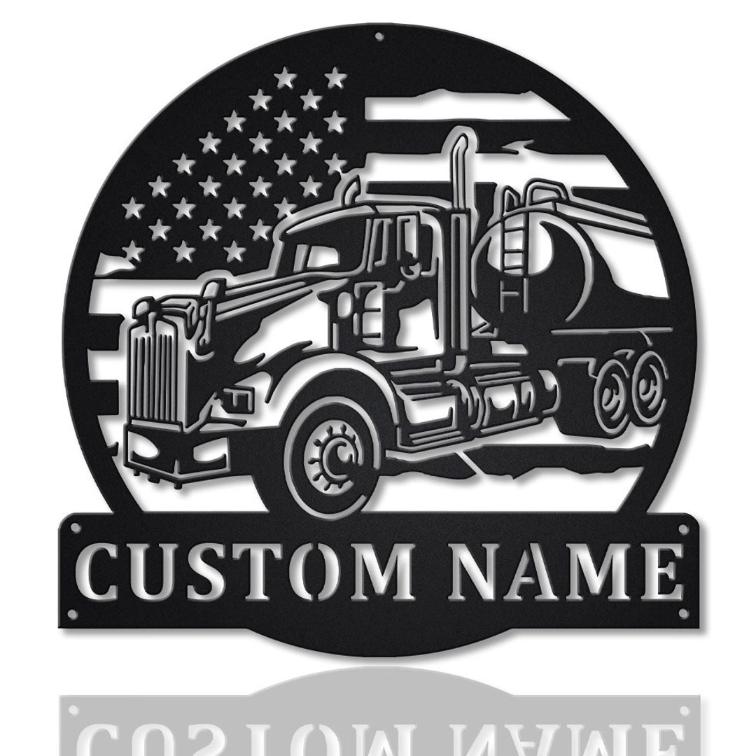 Custom US Tanker Truck Monogram Metal Sign Art, Personalized US Tanker ...
