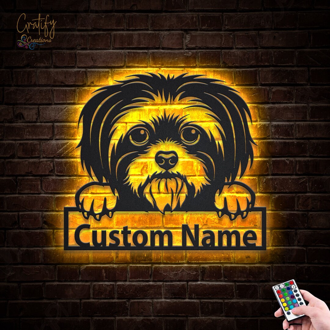 Shih Tzu Dog Metal Wall Sign With LED Lights – Custom Personalized ...