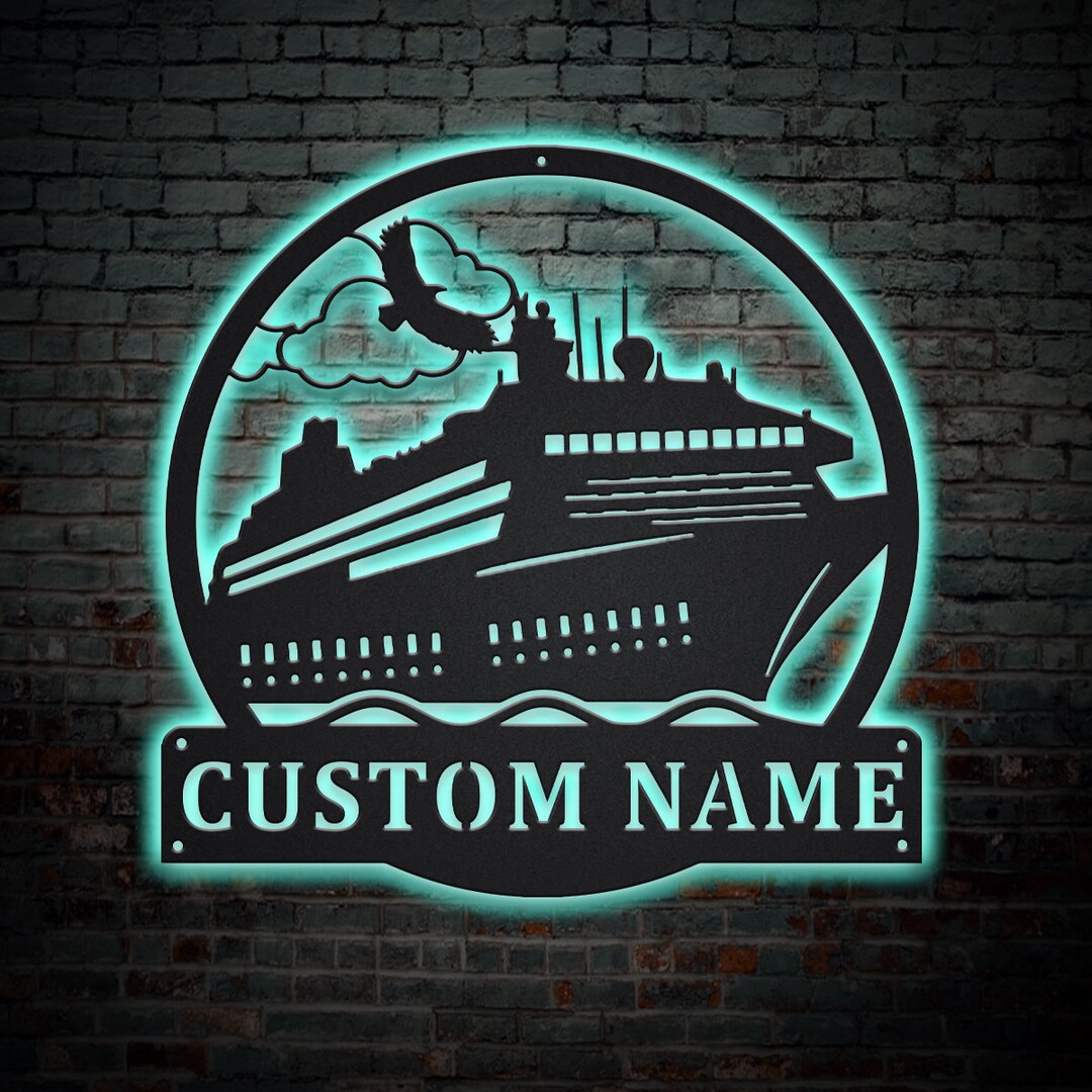 Personalized Ship Metal Sign With LED Lights, Custom Ship Metal Sign ...