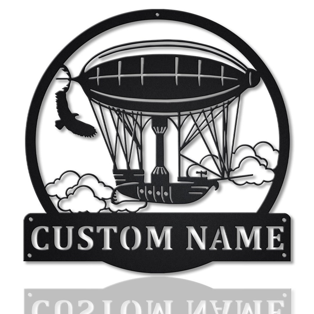 Personalized Steampunk Blimp Ship Metal Sign Art, Custom Steampunk ...