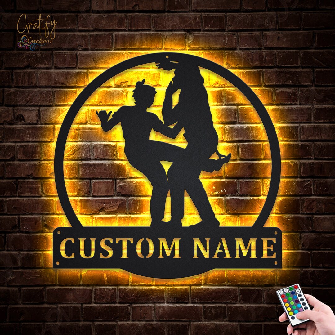 Kung Fu Fight Metal Sign With LED Lights V2, Custom Kung Fu Metal Sign ...