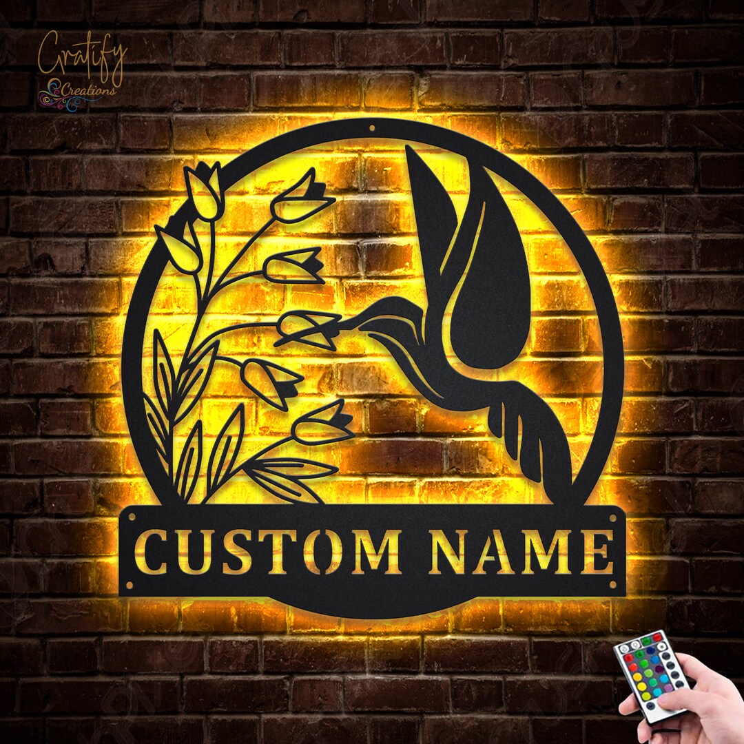Hummingbird Metal Sign LED Lights V5, Custom Hummingbird Metal Sign ...