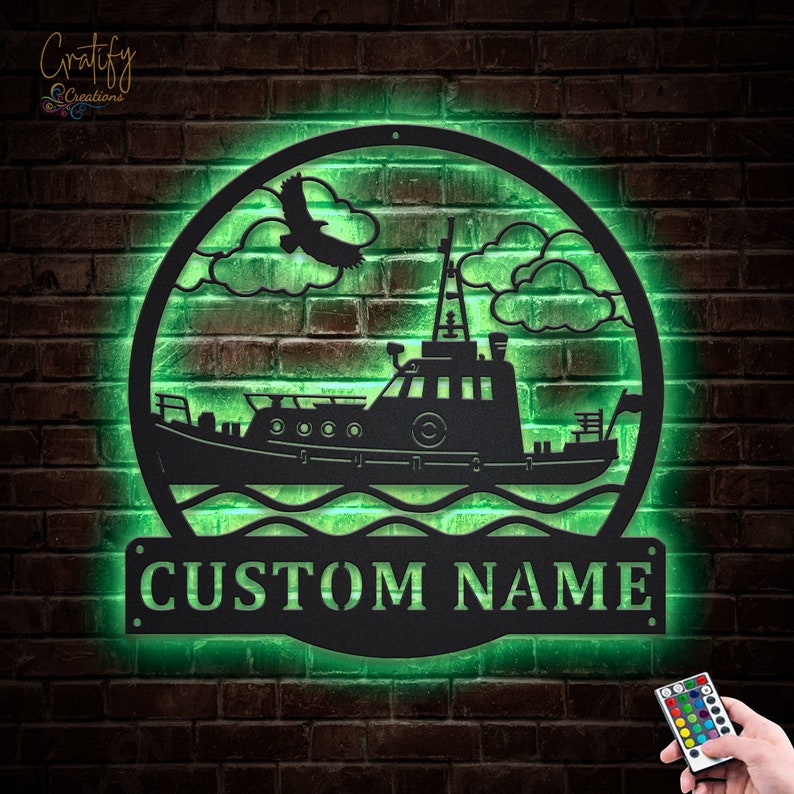 Tugboat Ship Metal Sign LED Lights Custom Tugboat Ship Metal - Etsy