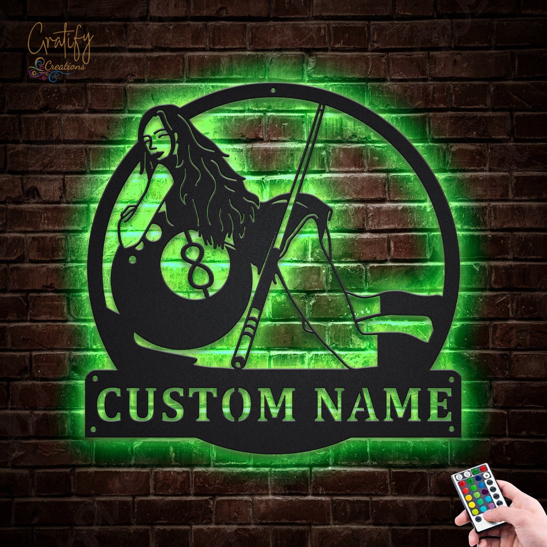 Custom Billiards Metal Sign LED Lights , Personalized Billiards Neon ...