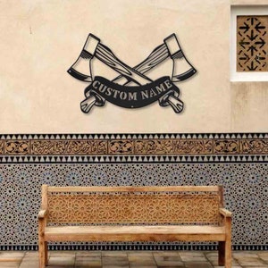 Axe Throwing Monogram Metal Sign LED Lights V4, Custom Axe Throwing ...