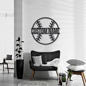Custom Baseball Ball Metal Wall Art With LED Lights,personalized ...