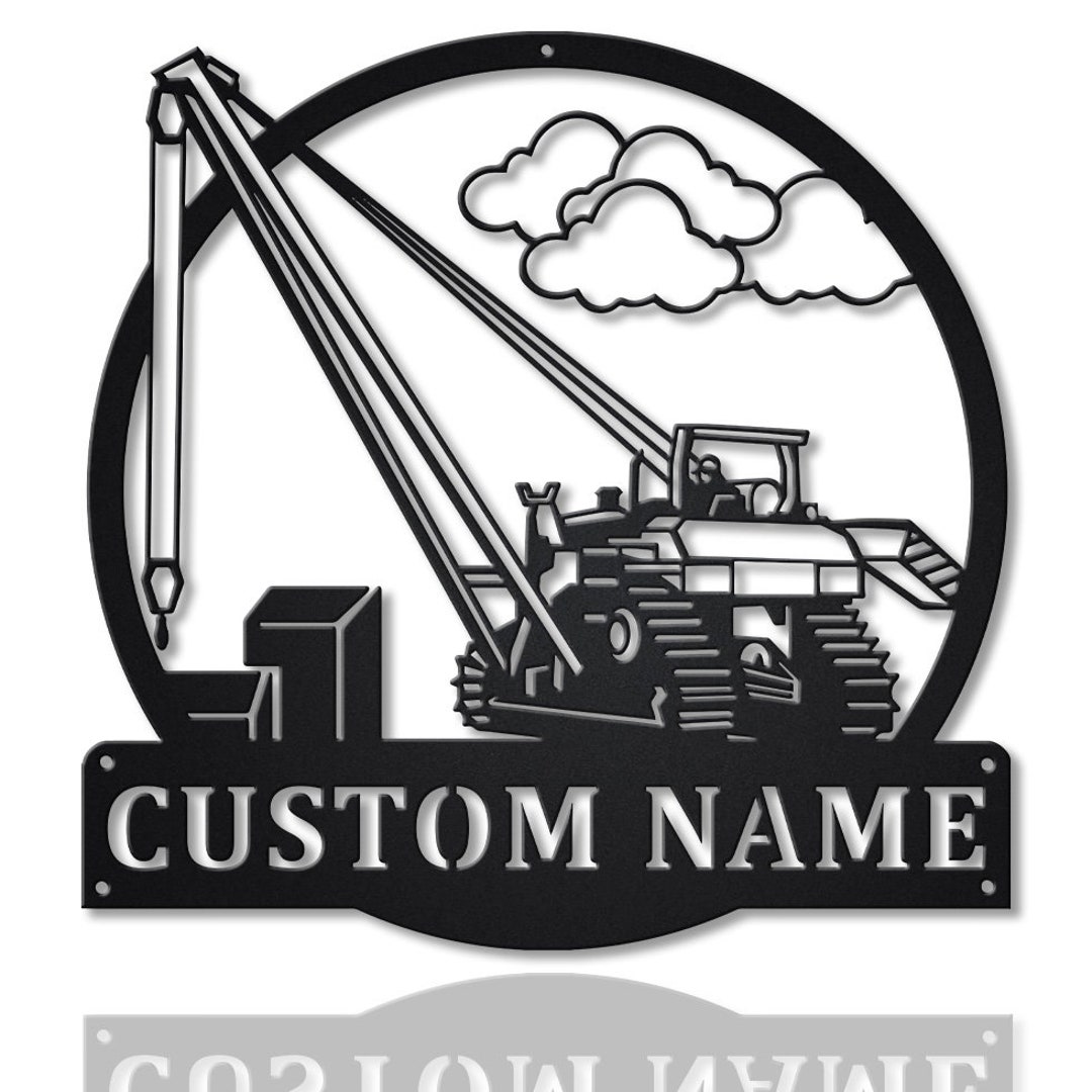 Pipelayer With Operator Monogram Metal Sign Art, Pipelayer Monogram ...