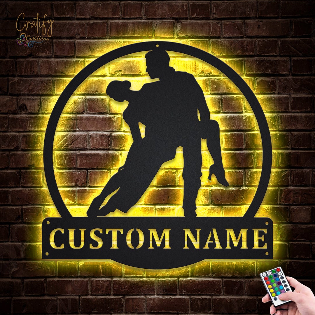 Tango Dance Sport Metal Wall Art LED Light V4, Custom Tango Sport Metal ...