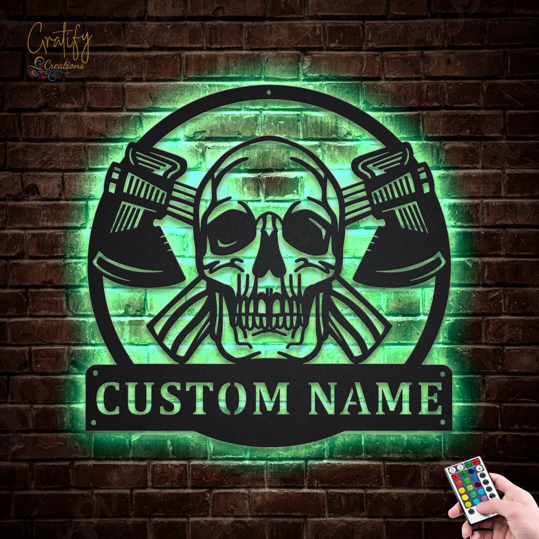 Floral Skull Metal Sign Wall Art LED Lights V3, Custom Sugar Skull ...