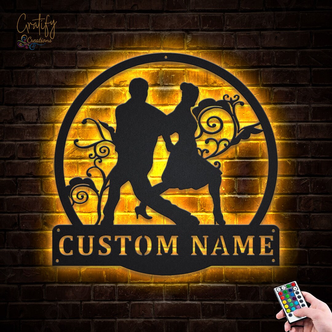 Ballroom Dancing Metal Sign LED Lights V2, Custom Ballroom Dancing ...