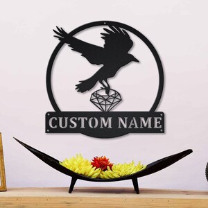 Rook Crow Bird Metal Sign LED Lights V2, Custom Rook Crow Bird Metal ...