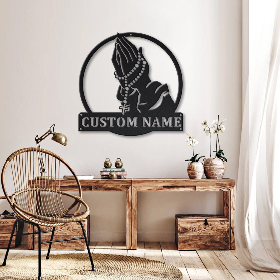 Praying Hands Metal Wall Art LED Lights V6 Custom Prayer - Etsy
