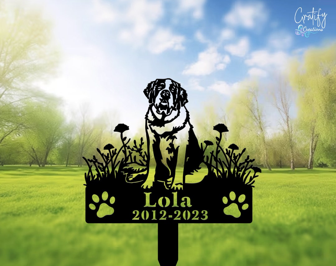 St. Bernards Dog Sign St. Bernards Dog Memorial Stake, Metal Stake ...