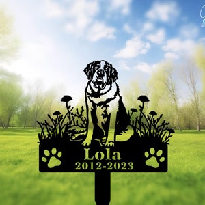 St. Bernards Dog Sign St. Bernards Dog Memorial Stake, Metal Stake ...