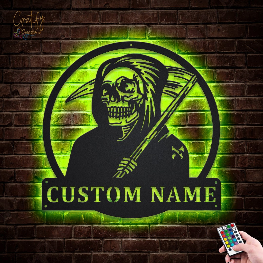 Floral Skull Metal Sign Wall Art LED Lights V1, Custom Sugar Skull ...