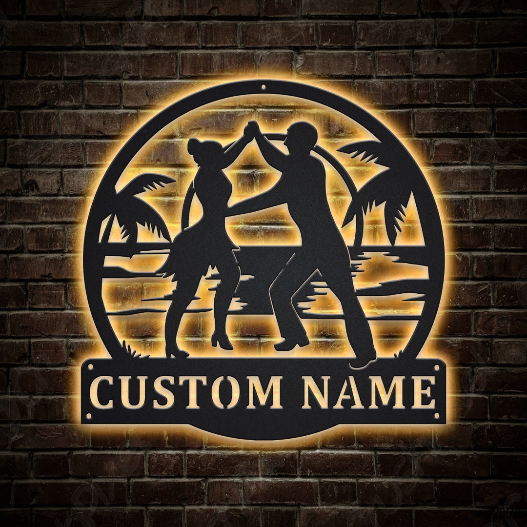 Personalized Bachata Dance Metal Sign With LED Lights | Custom Bachata ...