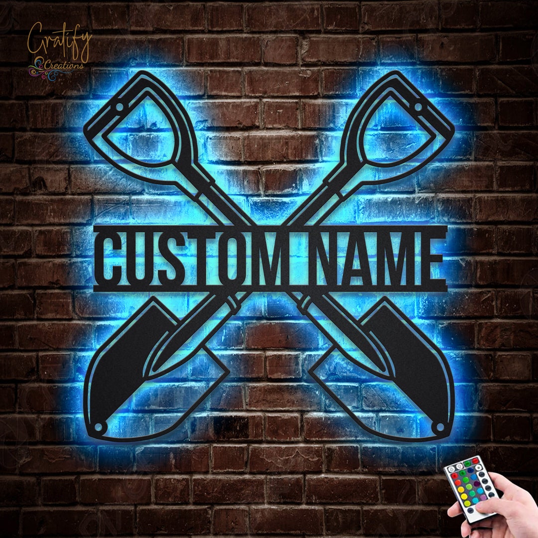 Miner Shovel Metal Sign With LED Lights V4, Custom Miner Shovel Metal ...