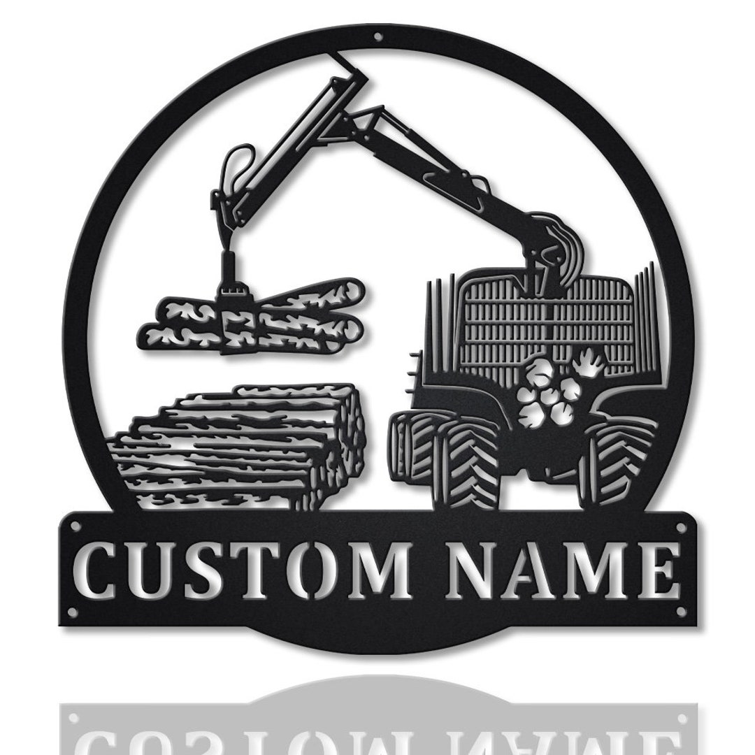 Custom Logging Lumber Harvester Monogram Metal Sign Art, Personalized ...