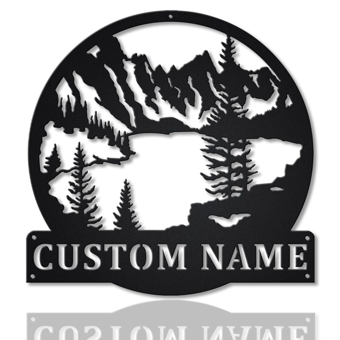 Mountain Lake Monogram Metal Sign Art Personalized Mountain - Etsy