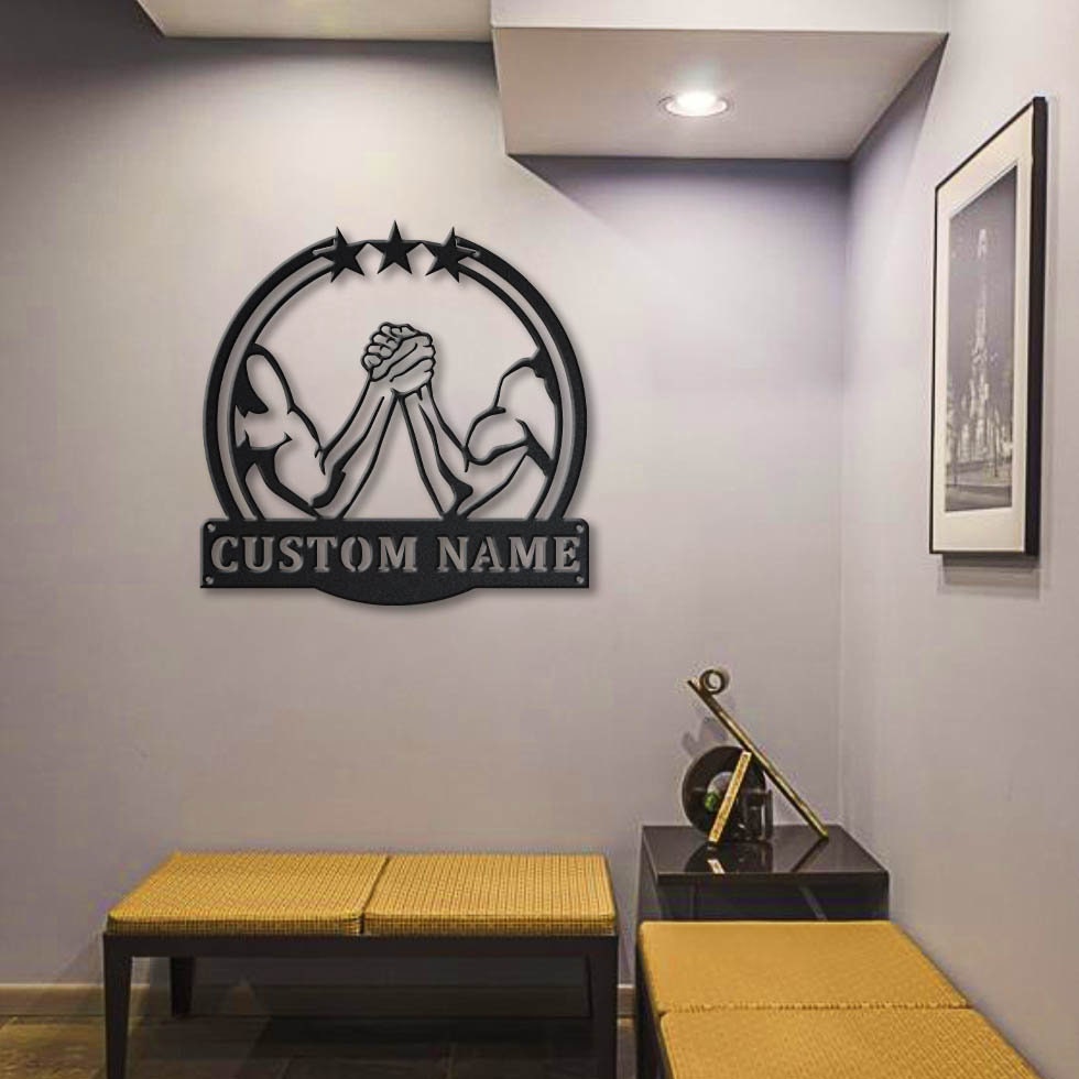 Arm Wrestling Monogram Metal Sign Art Custom Arm Wrestling - Etsy