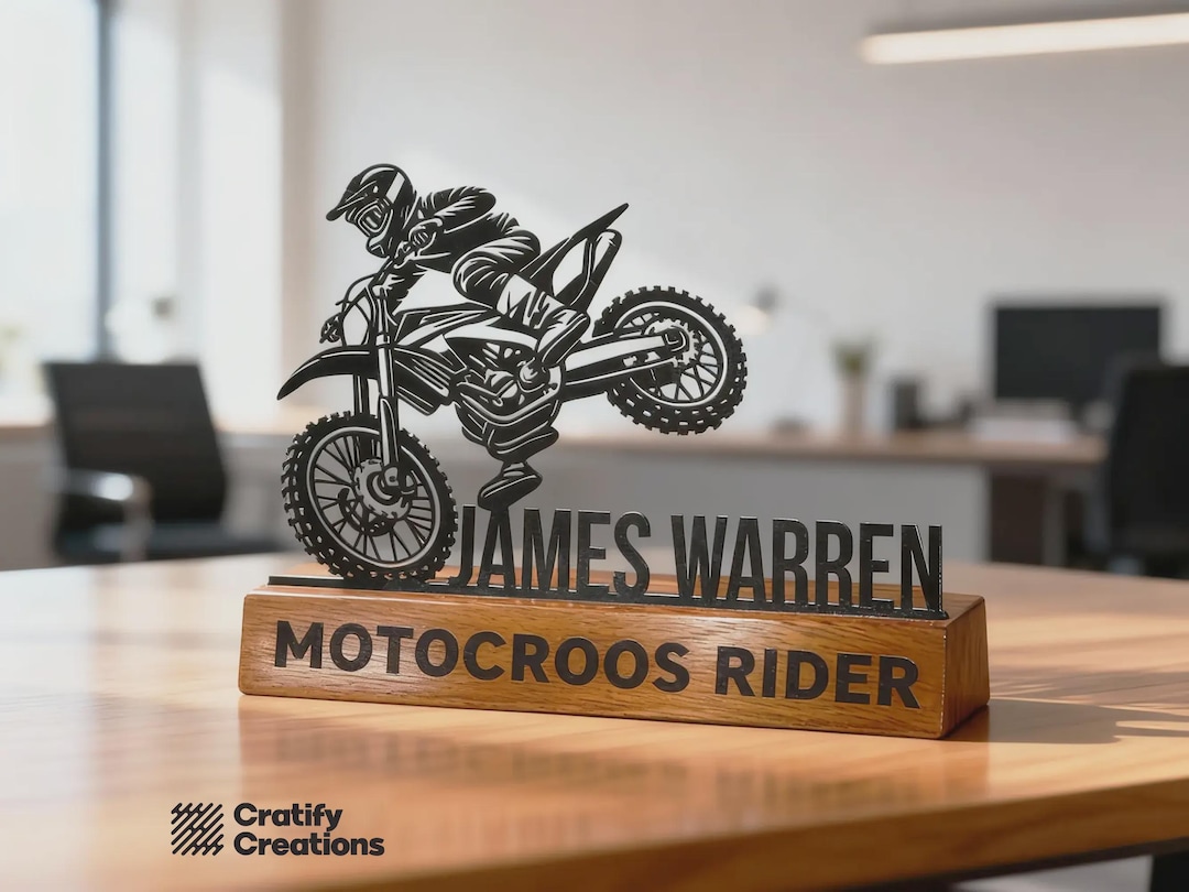 Custom Motocross Desk Nameplate With Dirt Bike Cutout – Personalized ...