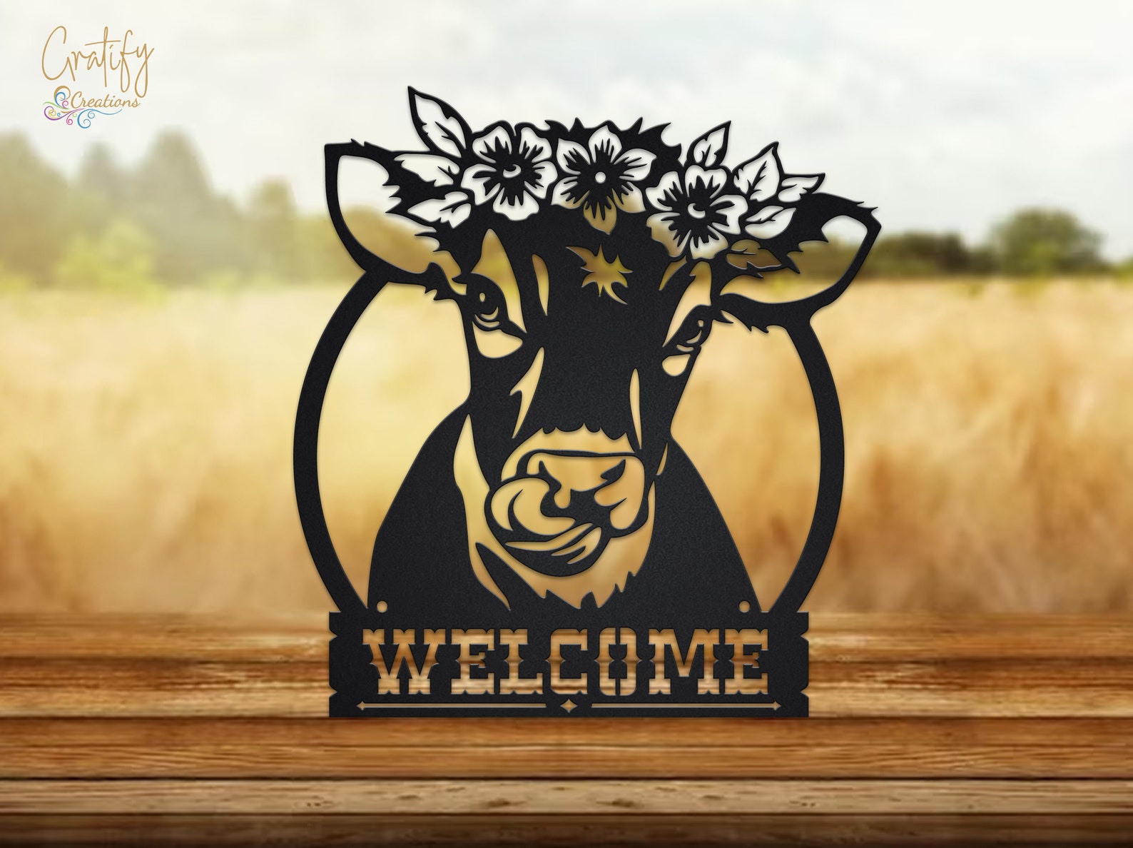 Decor Heifer Cow Wreath, Calf Welcome Sign, Welcome Farm Ranch Metal ...