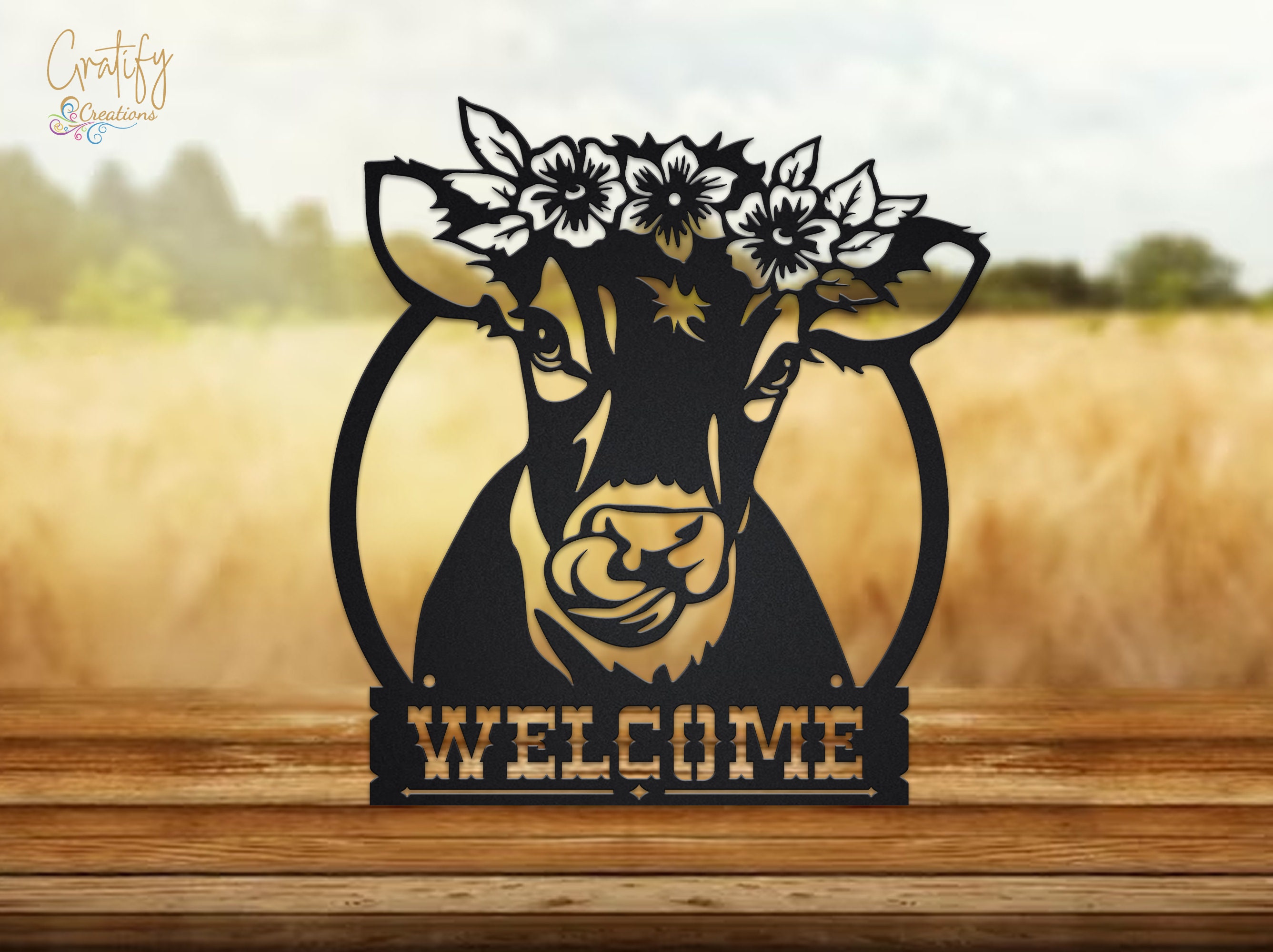 Decor Heifer Cow Wreath, Calf Welcome Sign, Welcome Farm Ranch Metal ...