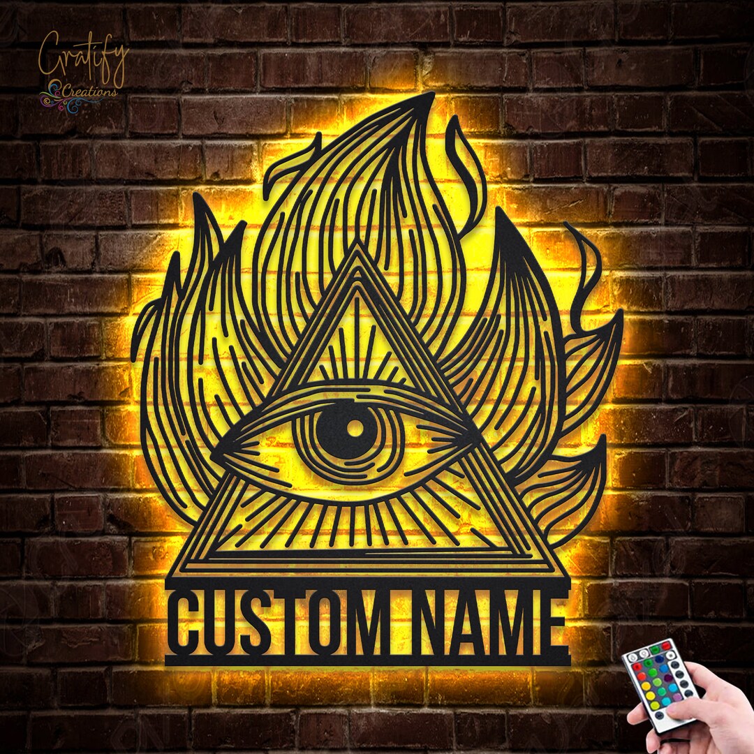 Masonic Freemason Metal Wall Art LED Lights V12, Custom Masonic Metal ...