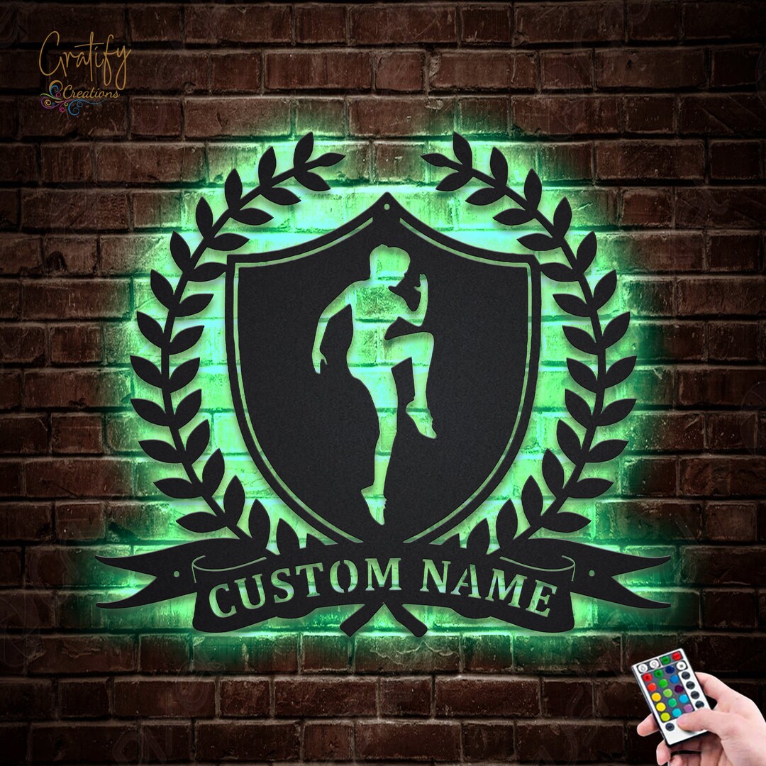 Gym Exercise Metal Wall Art LED Lights V3, Custom Bodybuilding Metal ...