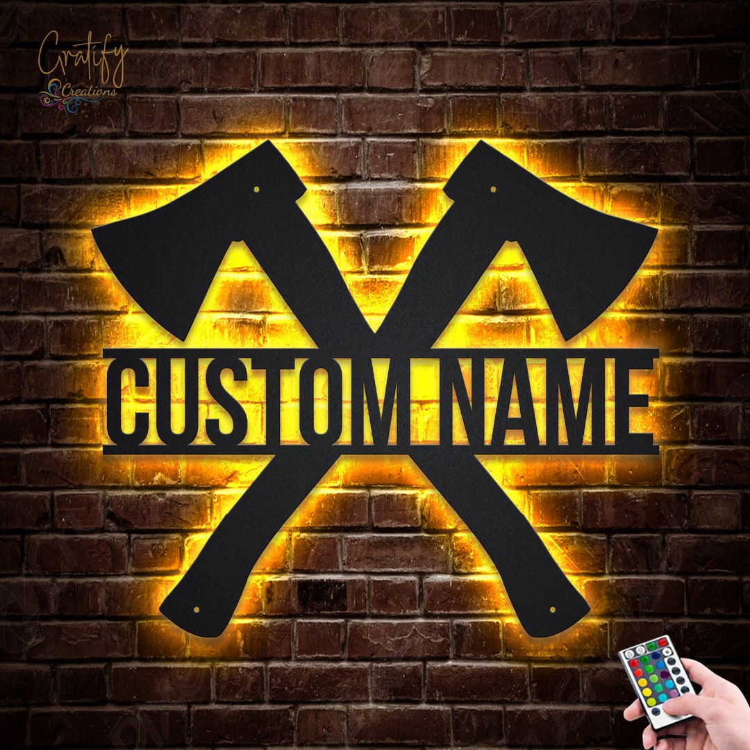 Personalized Lumberjack Wood Man Metal Sign With LED Lights, Custom ...