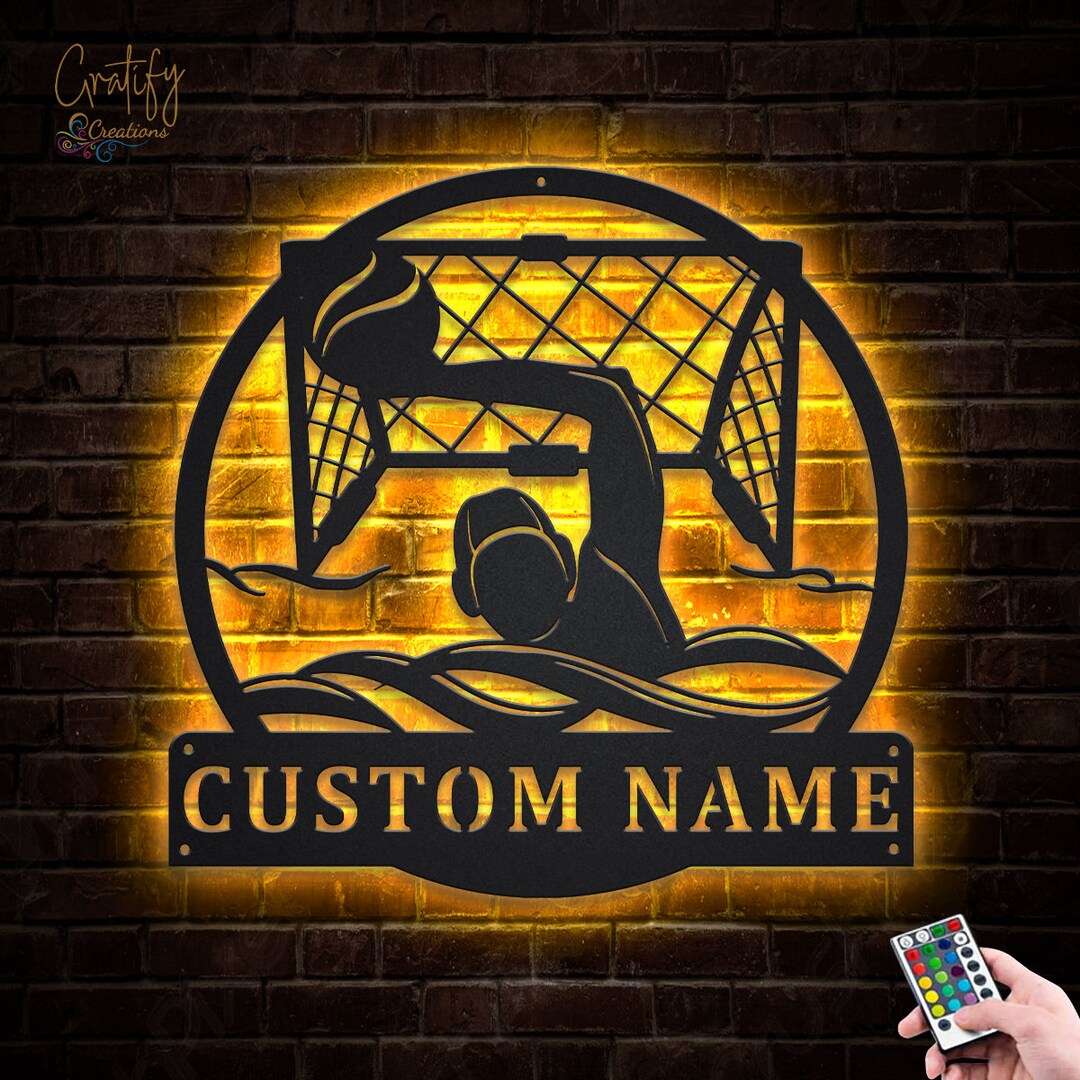Water Polo Metal Sign With LED Lights, Custom Water Polo Metal Sign ...