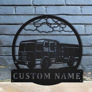 Fire Truck Metal Sign LED Lights, Custom Truck Metal Sign, Trucker Neon ...