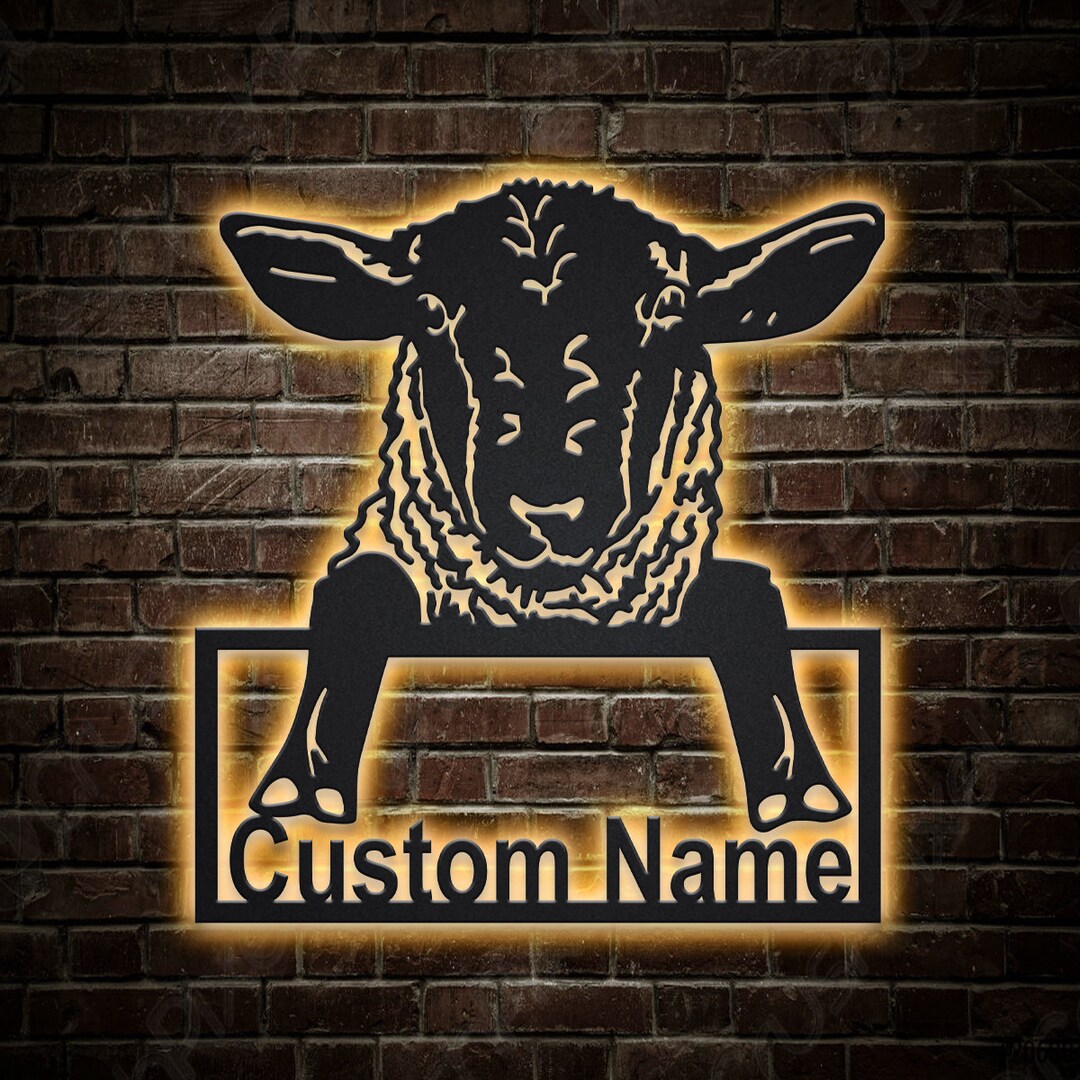 Personalized Sheep Animal Metal Sign With LED Lights, Custom Sheep ...