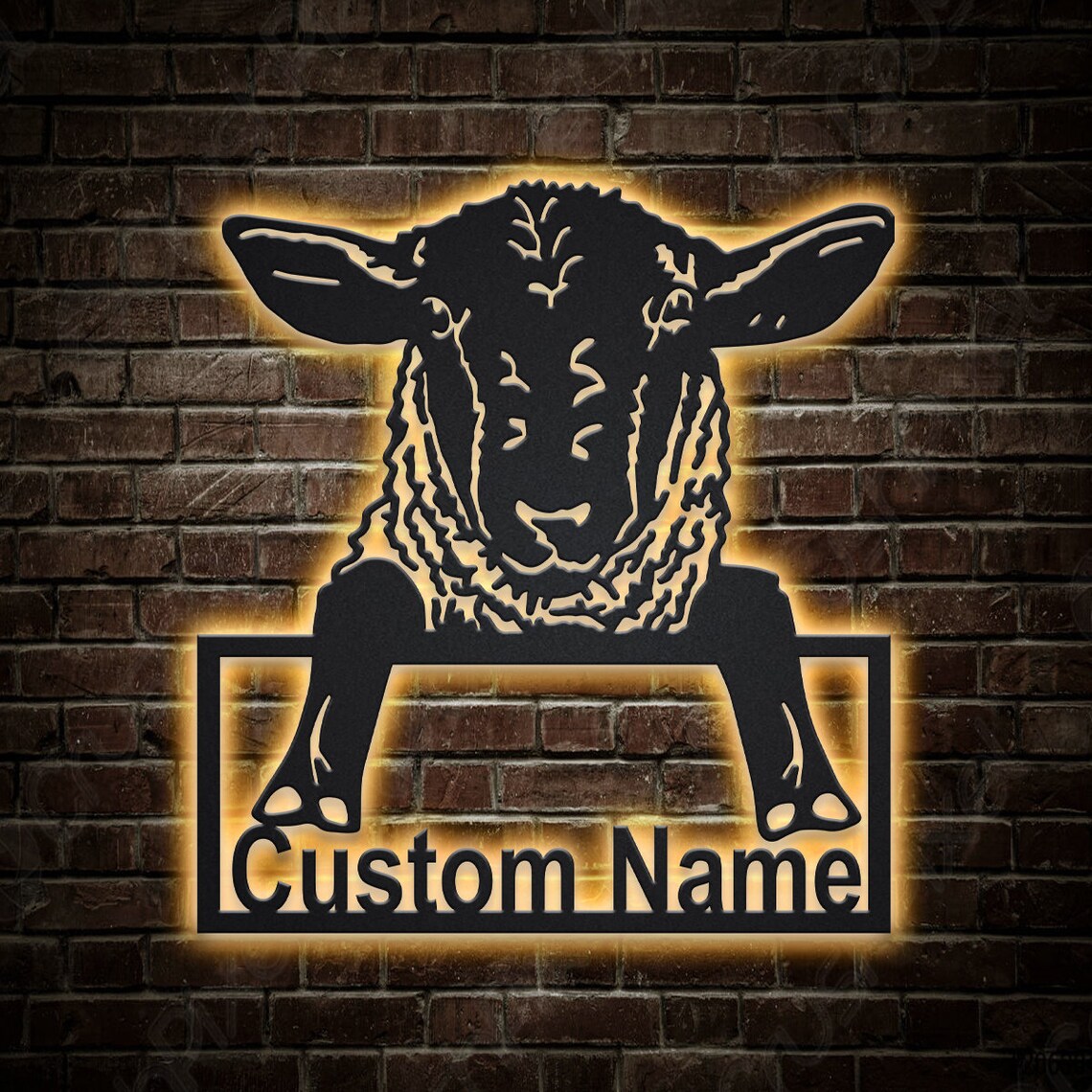 Personalized Sheep Animal Metal Sign With LED Lights Custom - Etsy