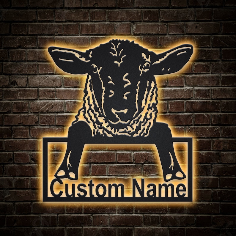Personalized Sheep Animal Metal Sign With LED Lights Custom - Etsy