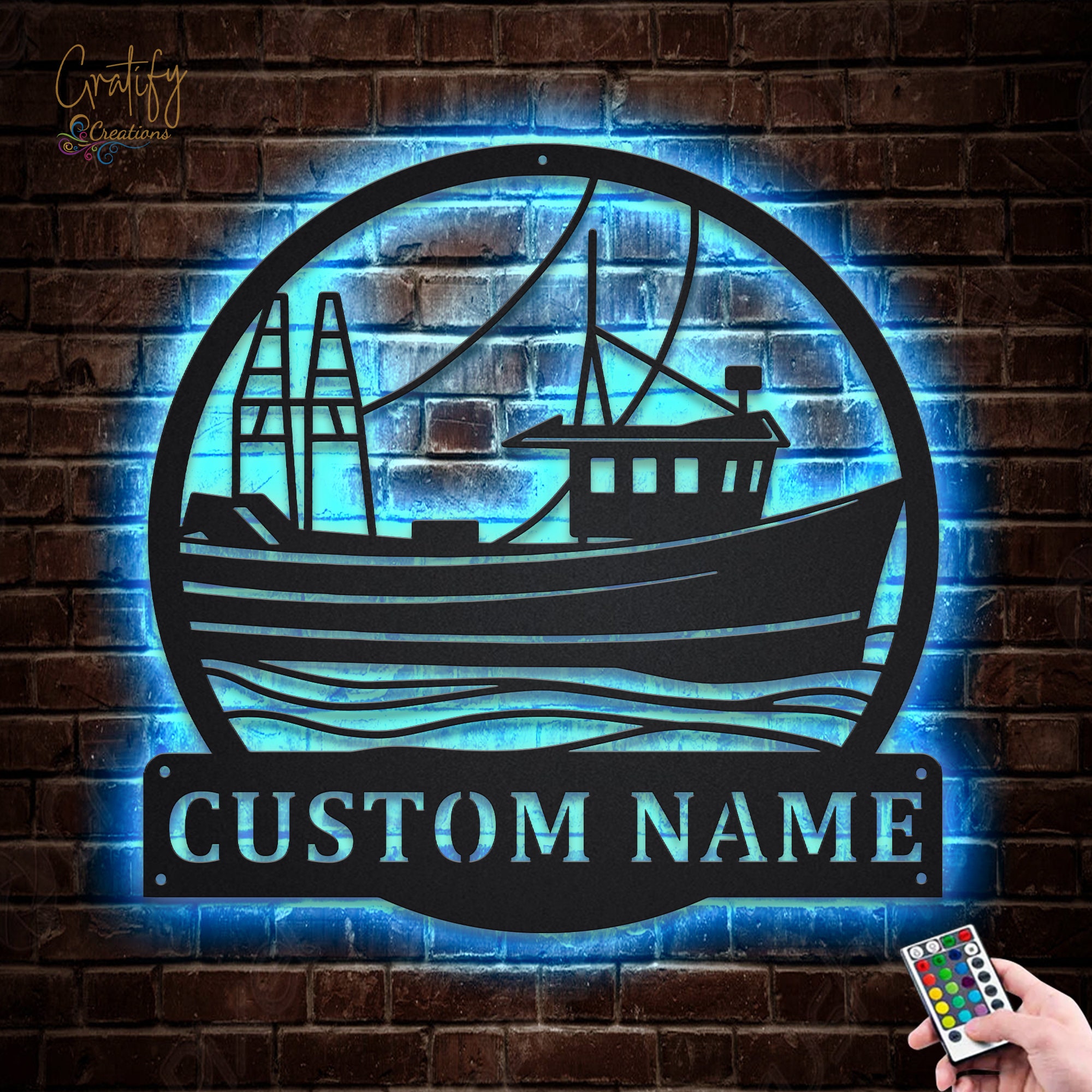 Lobster Boat Metal Wall Art LED Lights V2 Custom Lobster Boat - Etsy