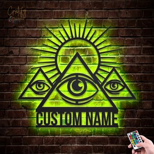 Masonic Freemason Metal Wall Art LED Lights V13, Custom Masonic Metal ...