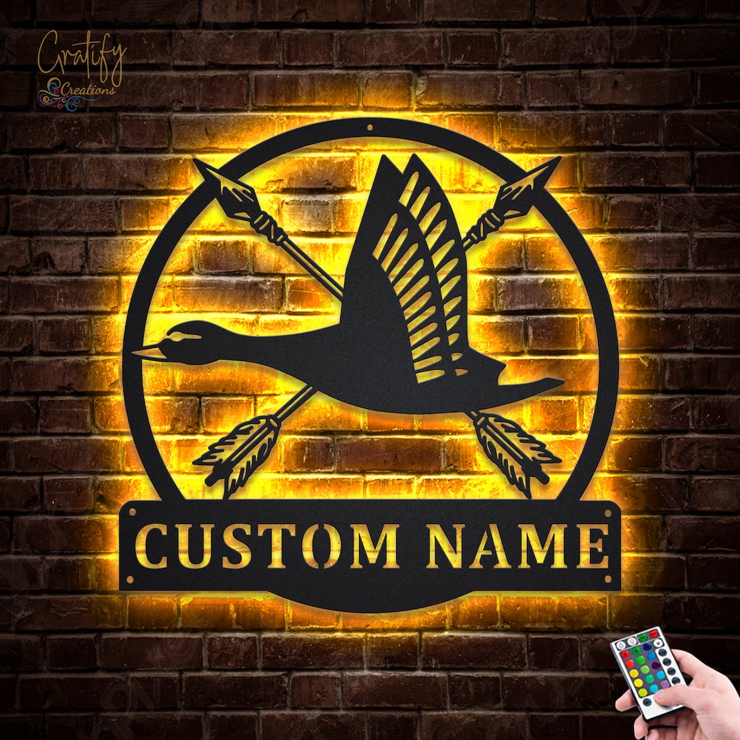 Custom Duck Hunting Metal Wall Art LED RGB |duck Hunter Name Sign Home ...