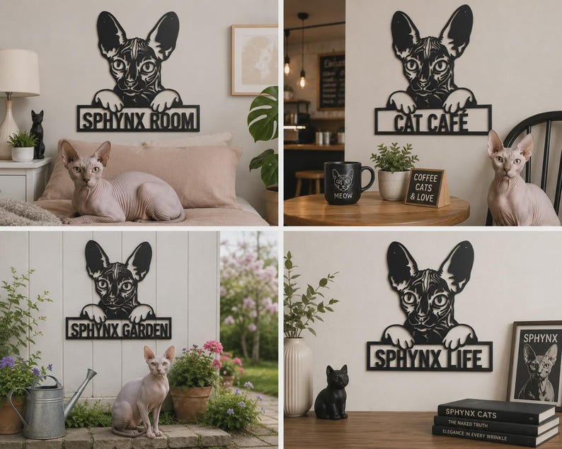 Custom Sphynx Cat Metal Sign With LED Lights - Etsy