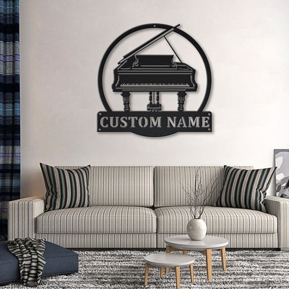 Grand Piano Metal Wall Art With LED Lights, Custom Grand Piano Metal ...