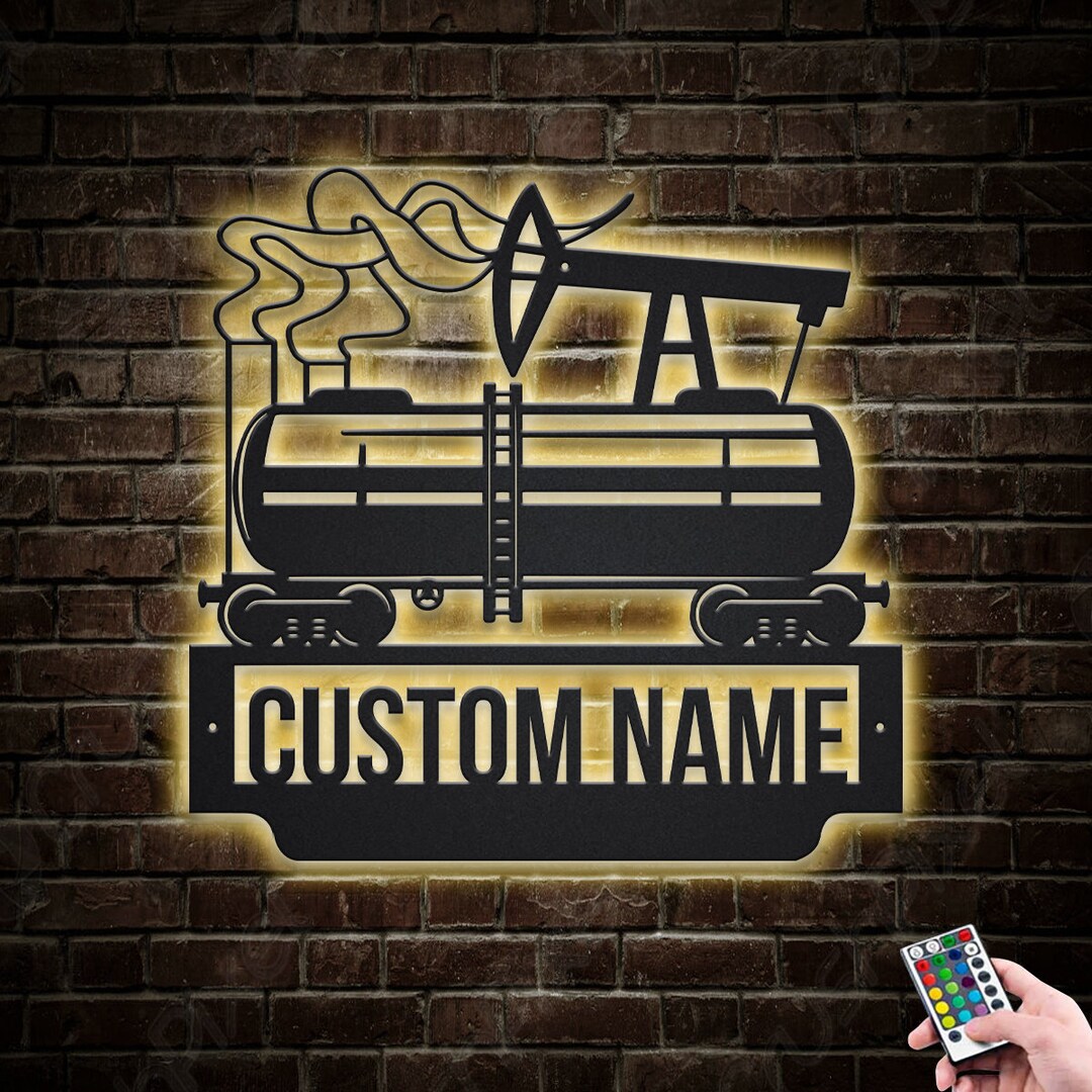 Oilfield Metal Sign LED Lights V6, Custom Oilfield Metal Sign, Oil ...