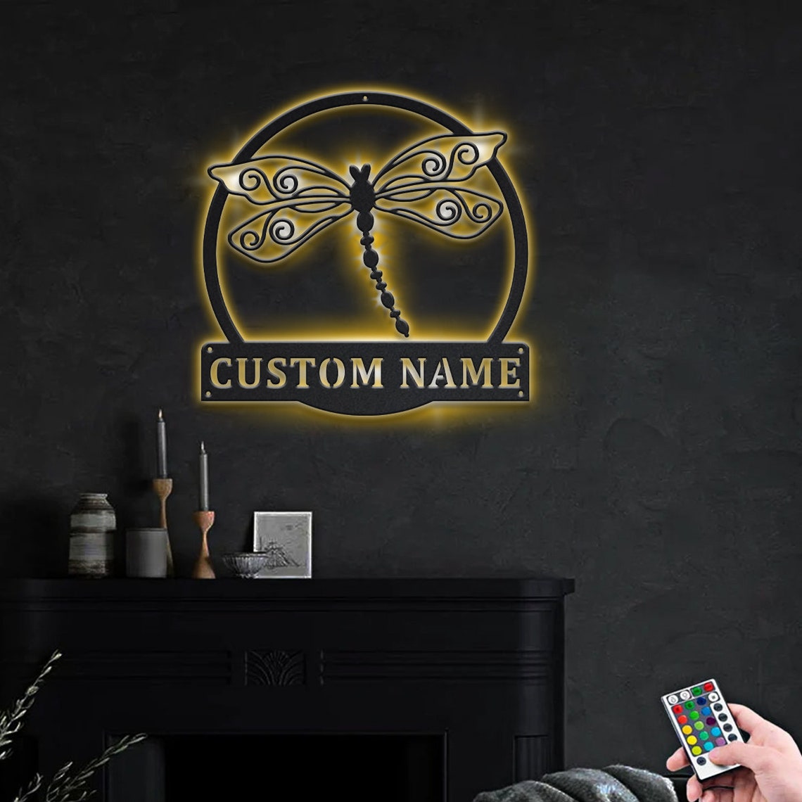 Dragonfly Metal Sign LED Lights V6, Custom Dragonfly Sign, Dragonfly ...