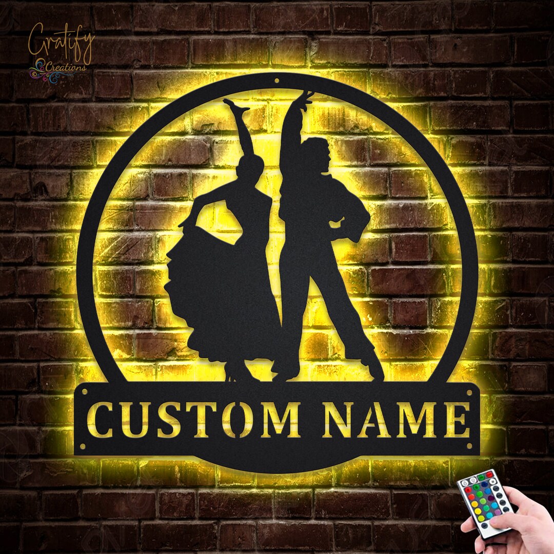 Tango Dance Sport Metal Wall Art LED Light V2, Custom Tango Sport Metal ...