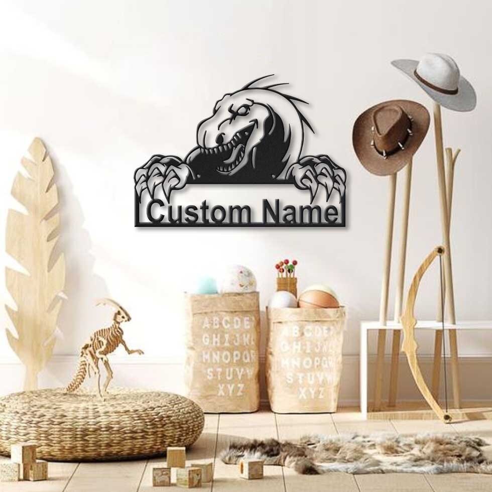 Personalized Velociraptor Dinosaur Metal Sign Art | Custom Velociraptor ...