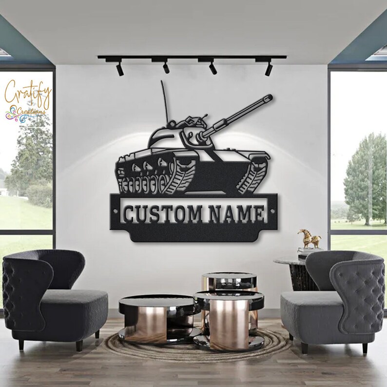 Custom US Military Tank Metal Sign With LED Lights V2, Personalized US ...