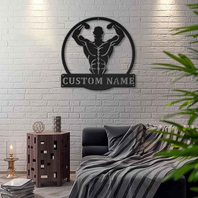 Bodybuilding Metal Wall Art LED Lights, Custom Bodybuilding Metal Sign ...