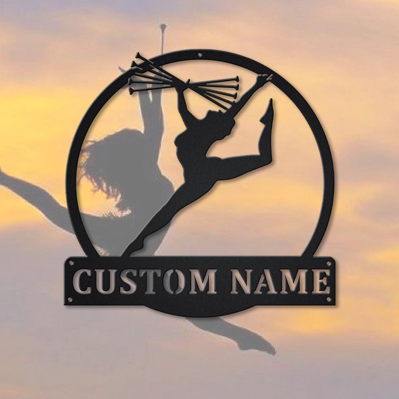 Baton Twirling Metal Wall Art LED Light V2, Custom Baton Twirling Metal ...