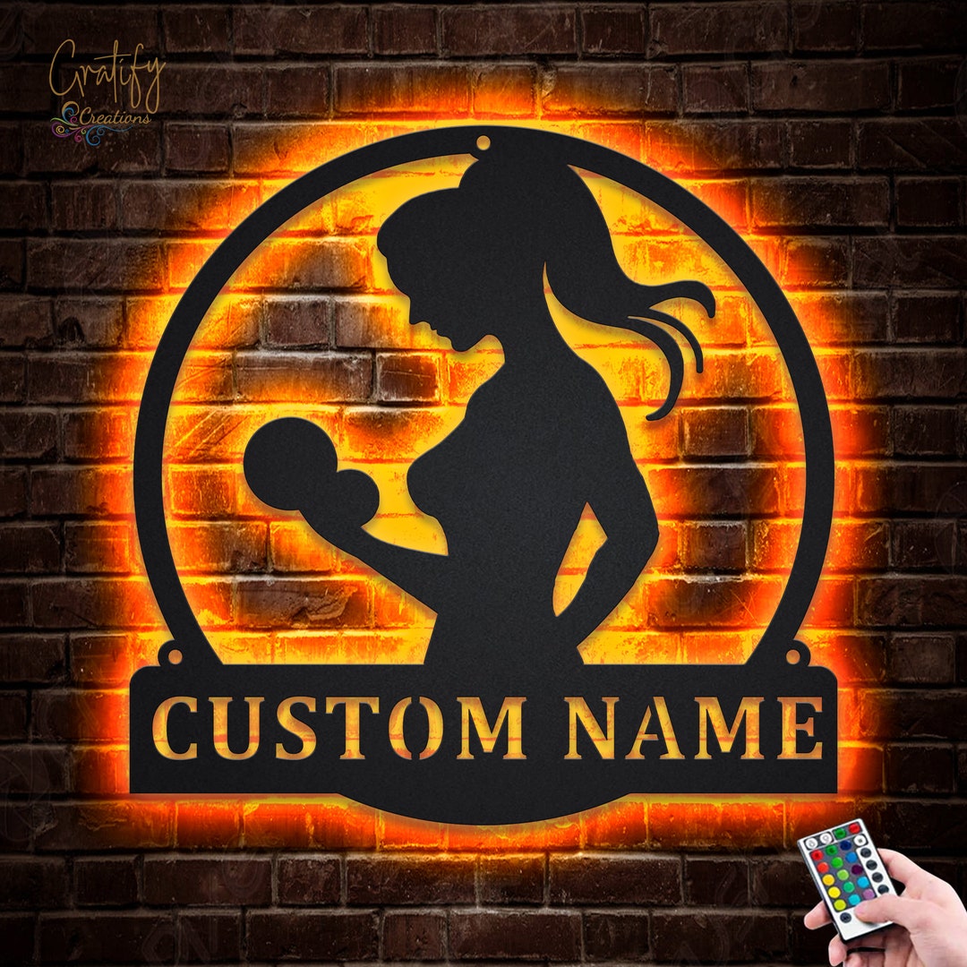 Women Fitness Metal Sign LED Lights V3, Custom Bodybuilder Metal Sign ...