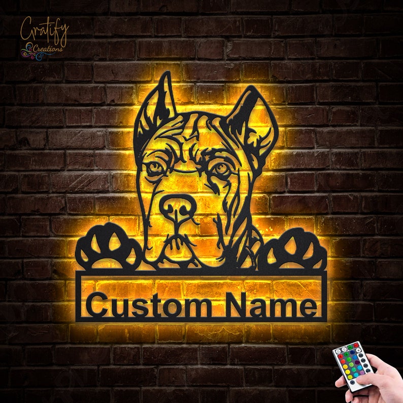 Cane Corso Dog Metal Wall Art LED Lights, Custom Cane Corso Metal Signs ...